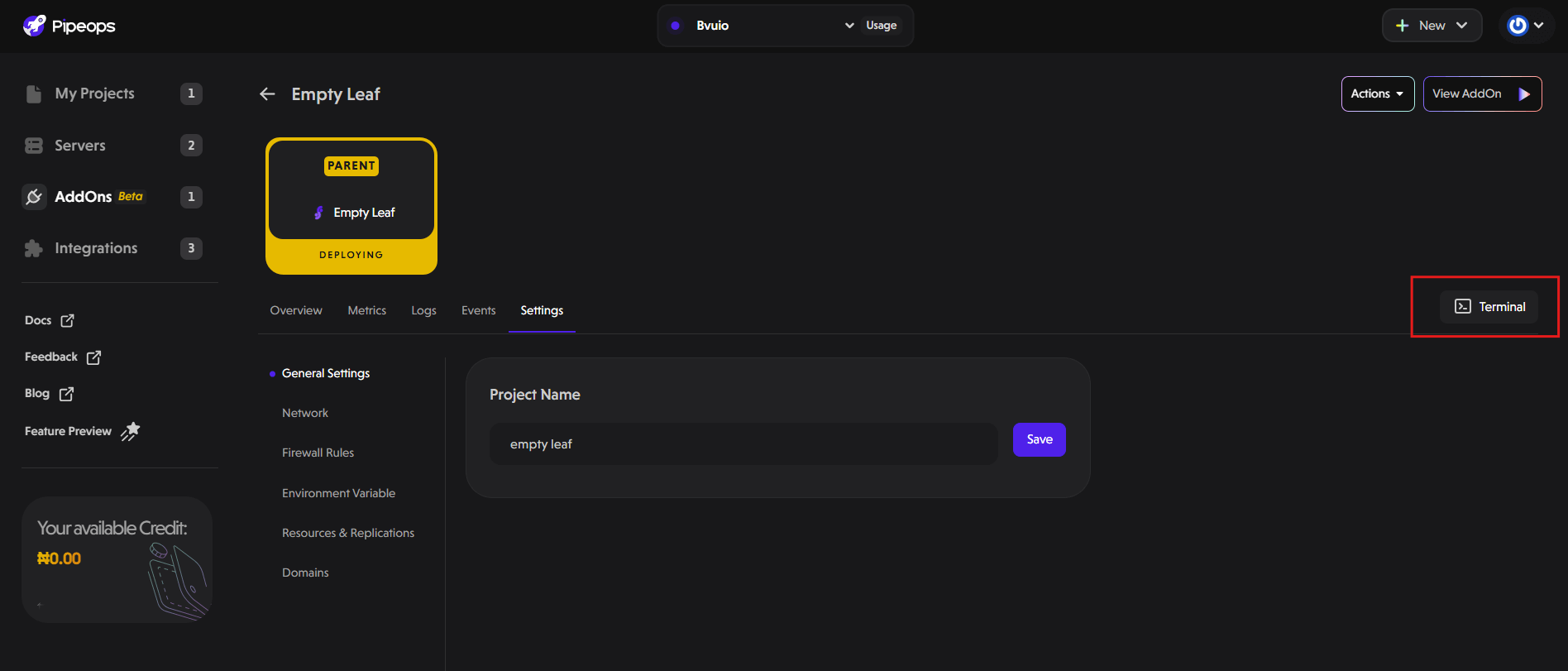 Terminal | PipeOps Docs